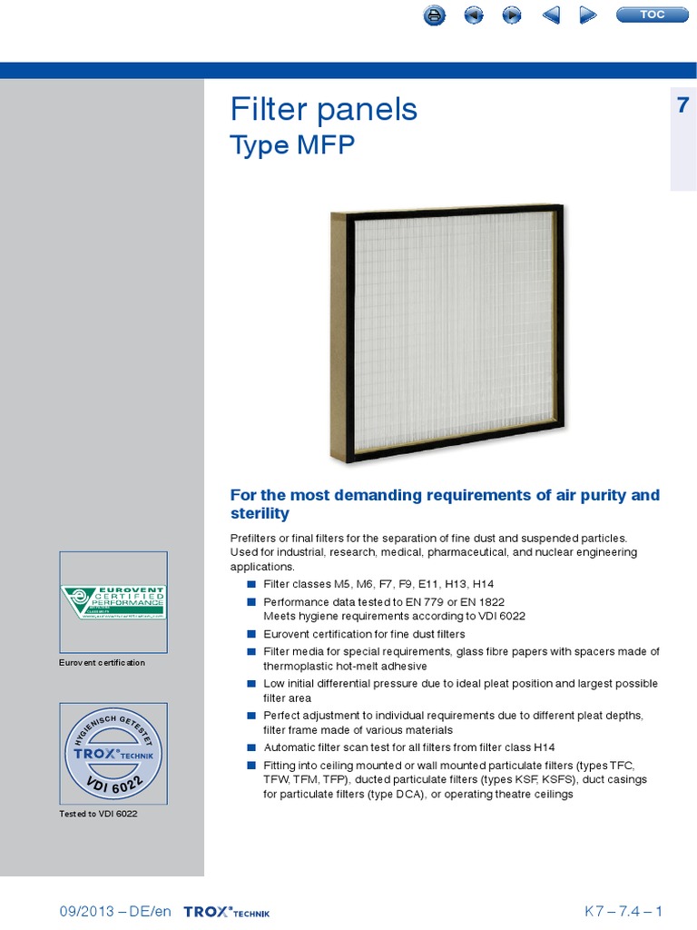 Filter Panels: Type MFP | PDF | Materials | Industrial Processes