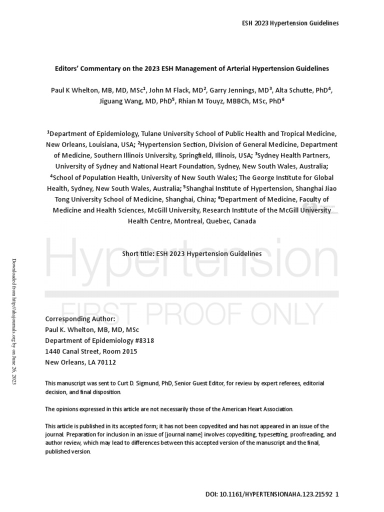 Guias Hipertension 2023 Esc Analisis | PDF | Hypertension | Blood Pressure
