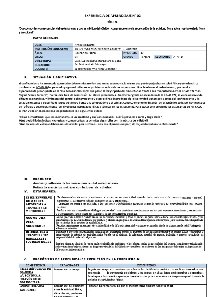 Experiencia de Aprendizaje #02 | PDF | Evaluación | Aprendizaje