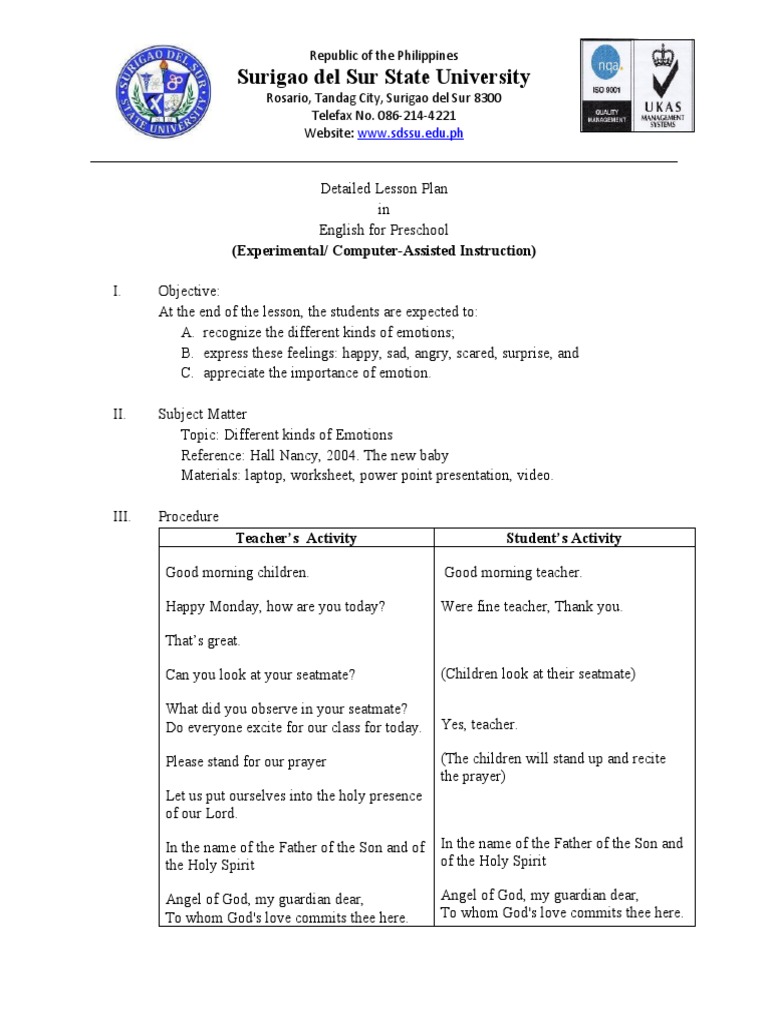 LESSON PLAN - EMOTION (experimental) | PDF | Emotions