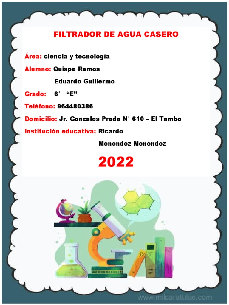 Filtrador de Agua Casero | Descargar gratis PDF | Agua | Las bacterias Filtrador de Agua Casero | Descargar gratis PDF | Agua | Las bacterias