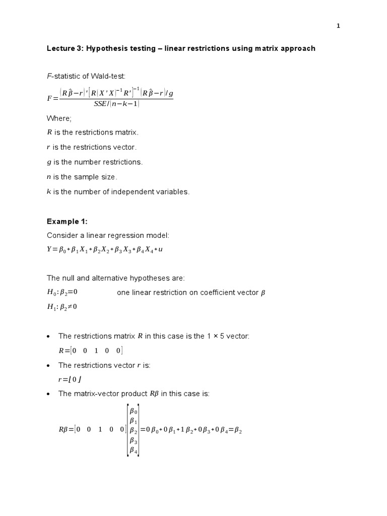Linear Restrictions Using Matrix Approach | PDF | Statistical Inference | Scientific Theories