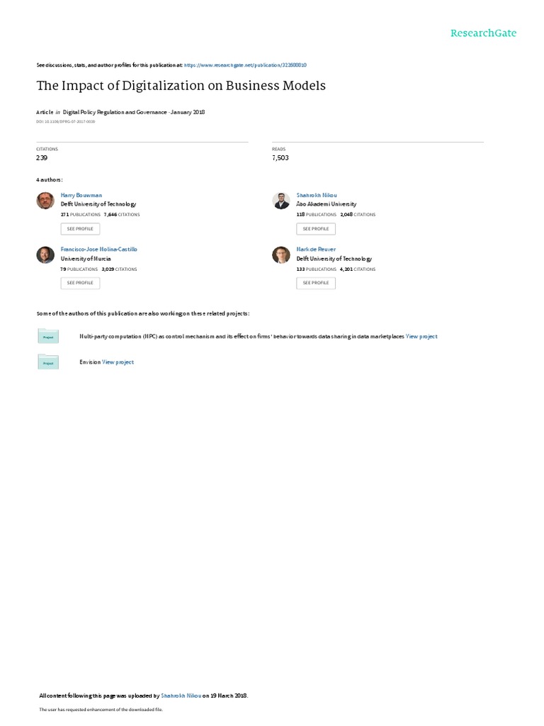 The Impact of Digitalization On Business Models | PDF | Big Data | Business Model