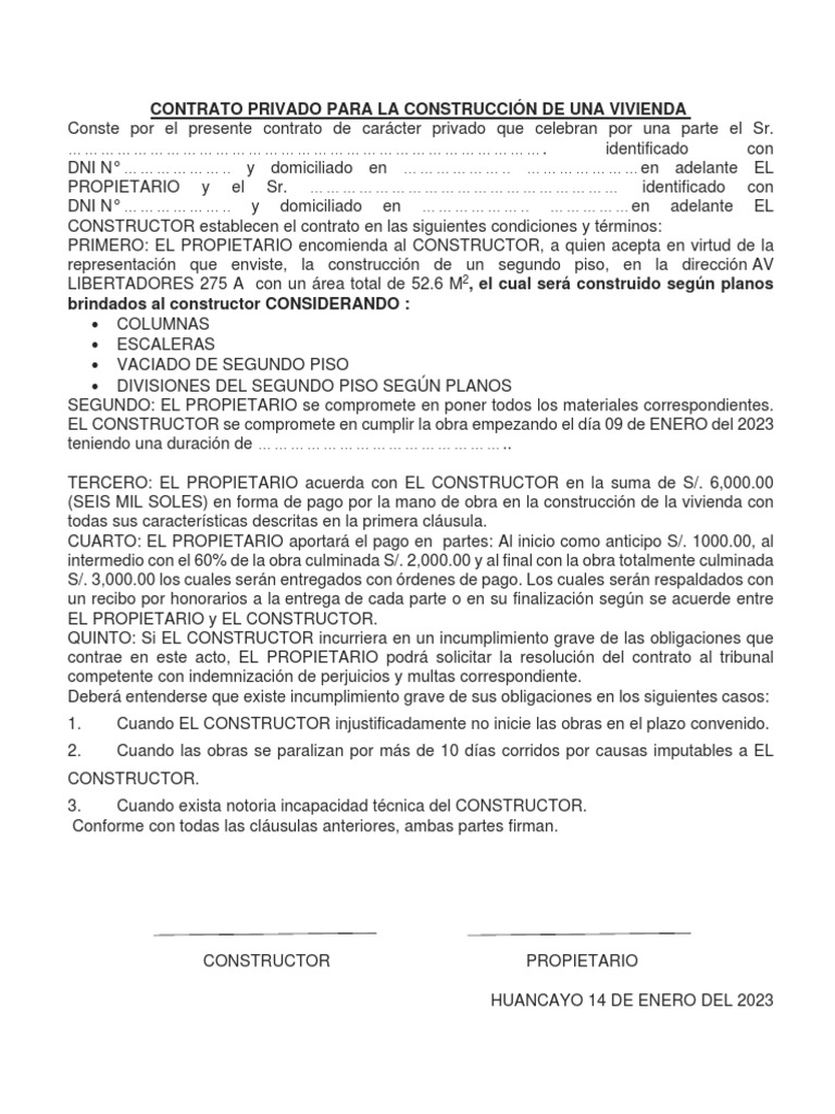 Contrato de Construccion | PDF