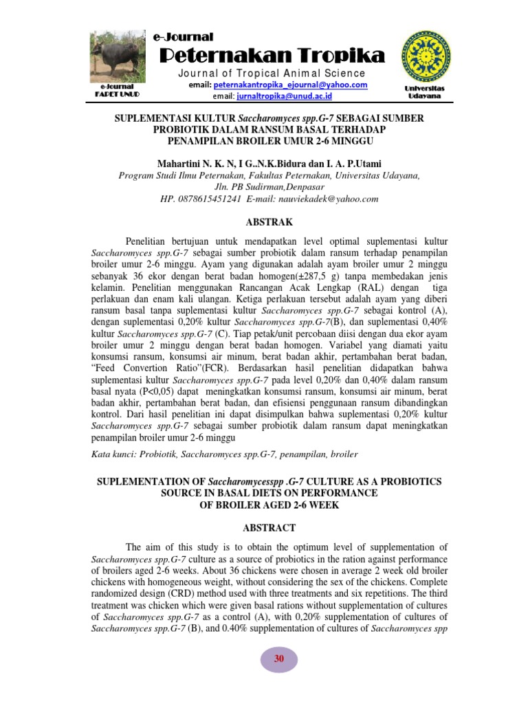 Peternakan Tropika: E-Journal | PDF