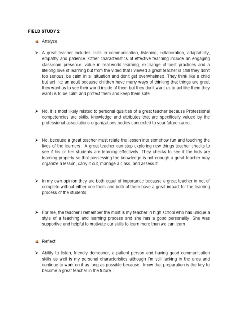 Field Study 2 | PDF | Teachers | Learning