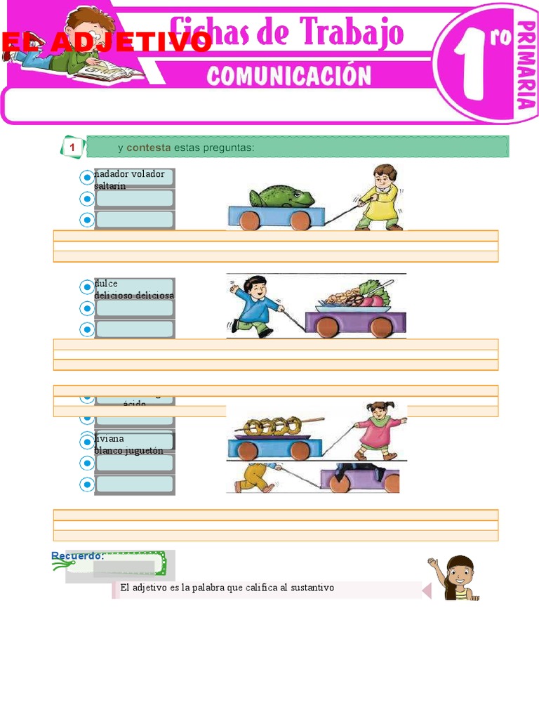 Adjetivos Primer Grado Para Imprimir