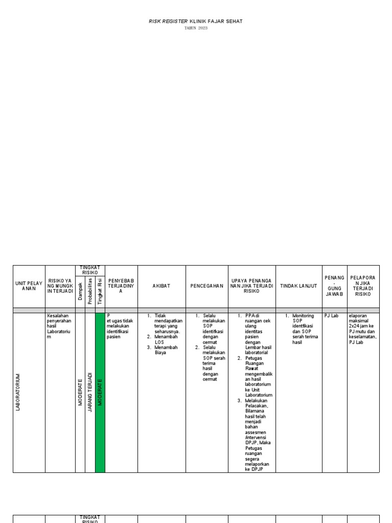 Form Risk Register | PDF
