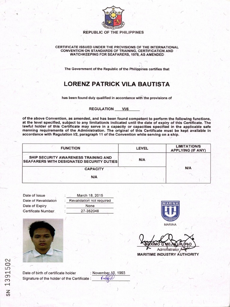 SDSD Training Certificate Details | PDF