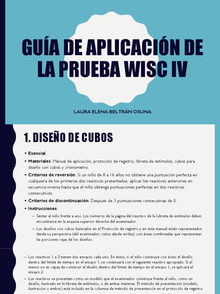Guía de Aplicación de La Prueba Wisc Iv | PDF