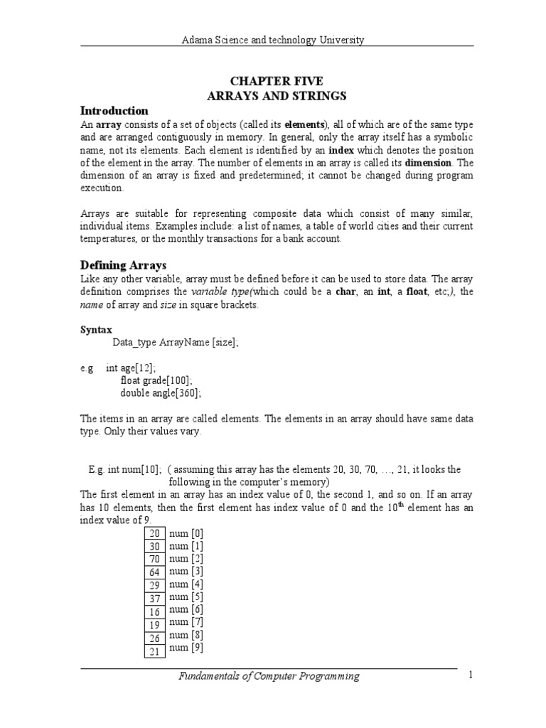 C++ Chapter 5 Arrays and String | PDF | String (Computer Science ... C++ Chapter 5 Arrays and String | PDF | String (Computer Science ...