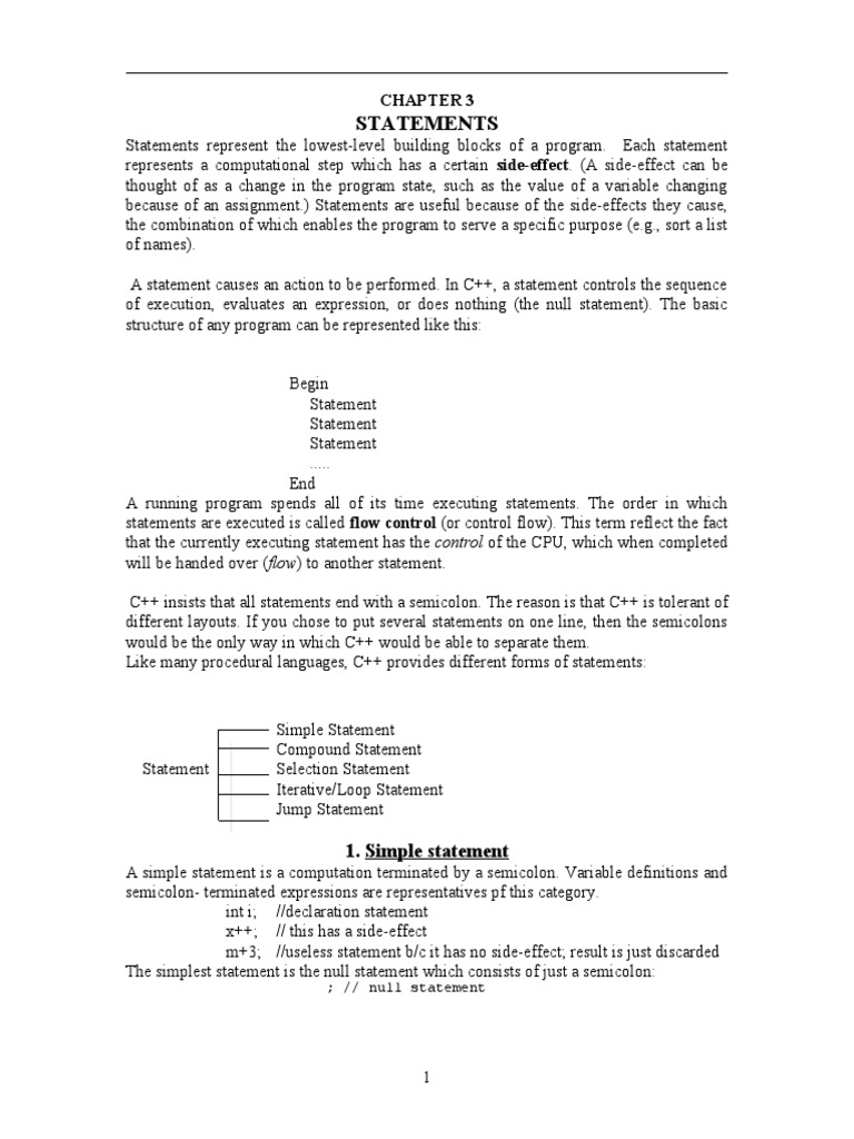 C++ Chapter 3 Statement | PDF | Control Flow | C++ C++ Chapter 3 Statement | PDF | Control Flow | C++