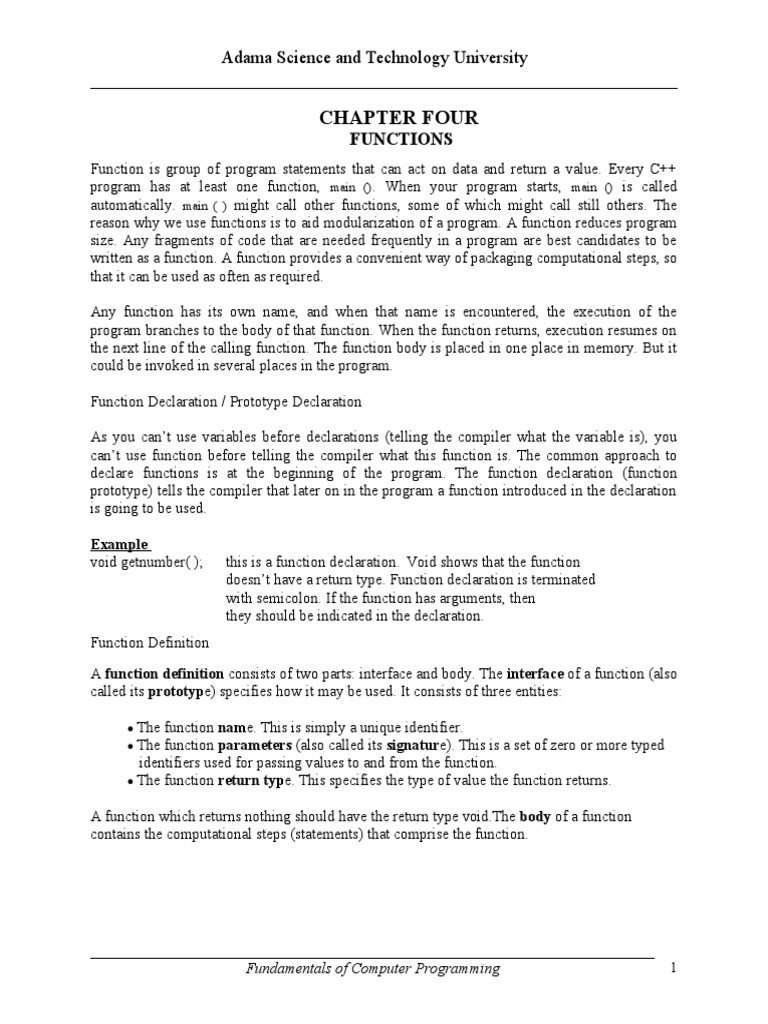 C Chapter 4 Function Pdf Parameter Computer Programming Computer Program 