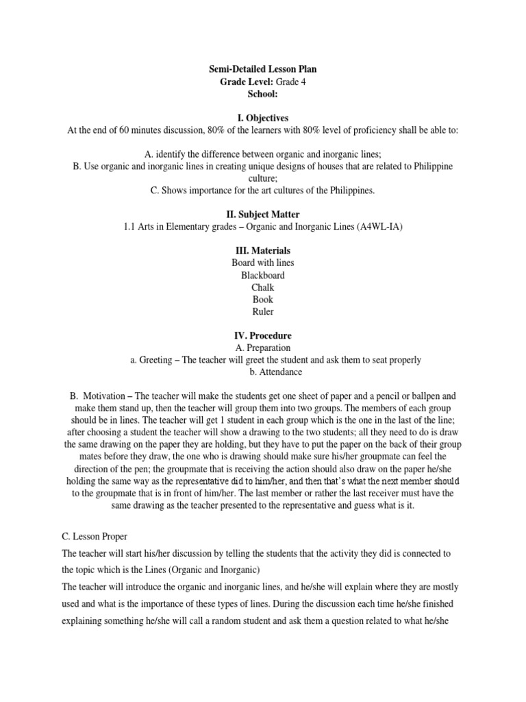 Semi Detailed Lesson Plan | PDF | Teachers | Lesson Plan