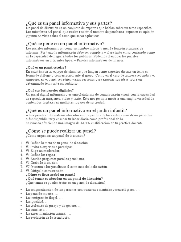 Qué Es Un Panel Informativo y Sus Partes | PDF