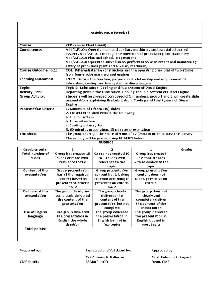 Week 5 Activity PPD | PDF | Diesel Engine | Marine Propulsion