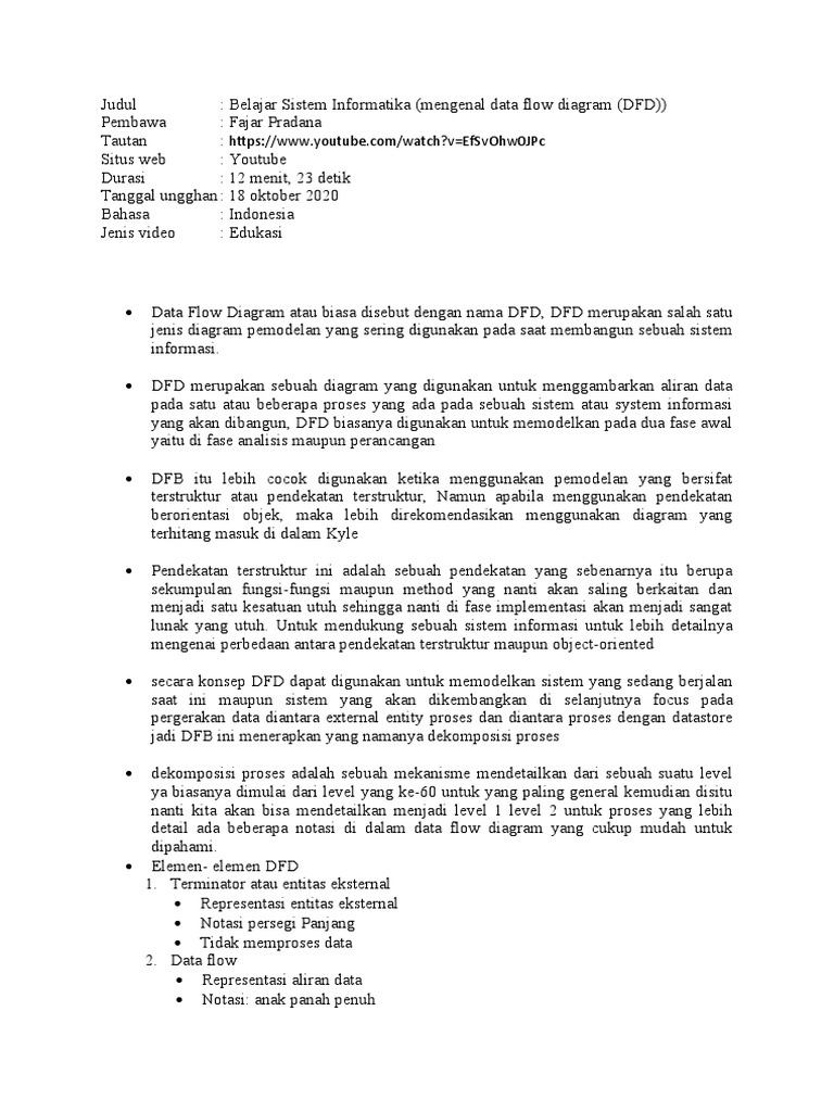 Belajar Sistem Informatika (Mengenal Data Flow Diagram (DFD) ) | PDF ...