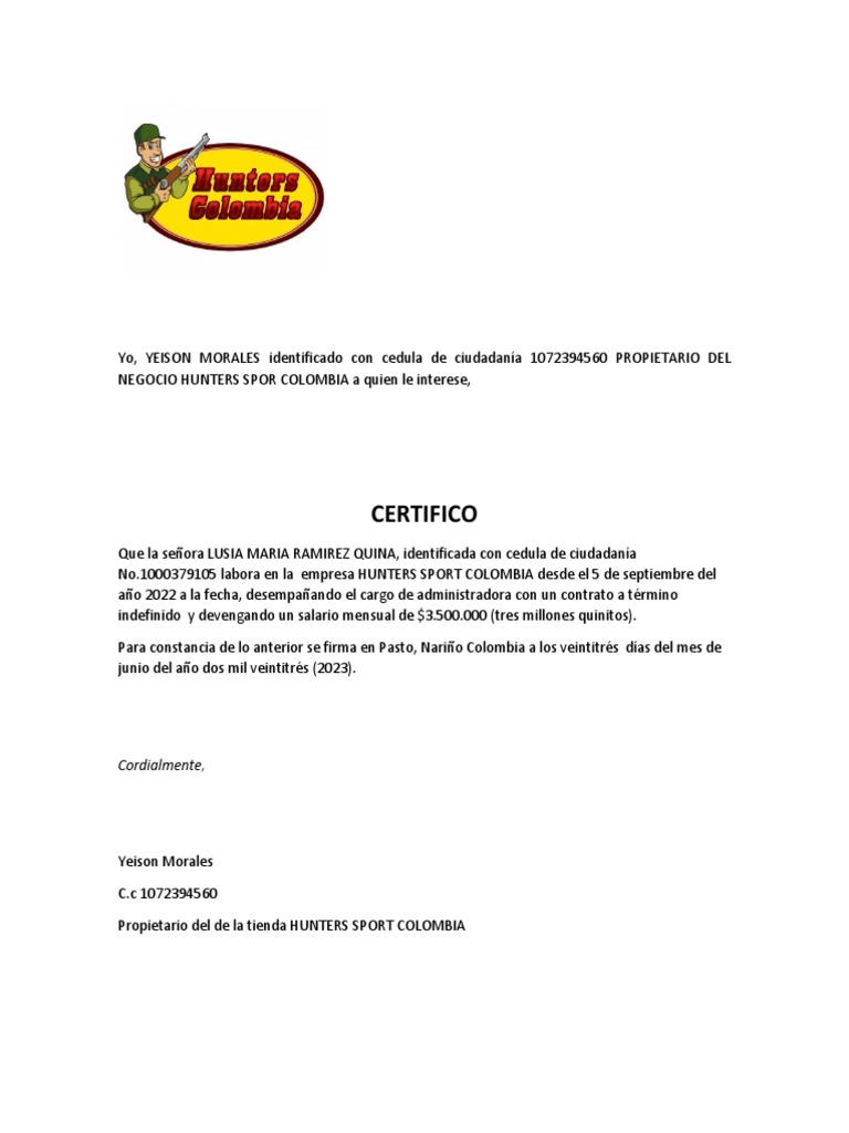 certificacion luisa | PDF