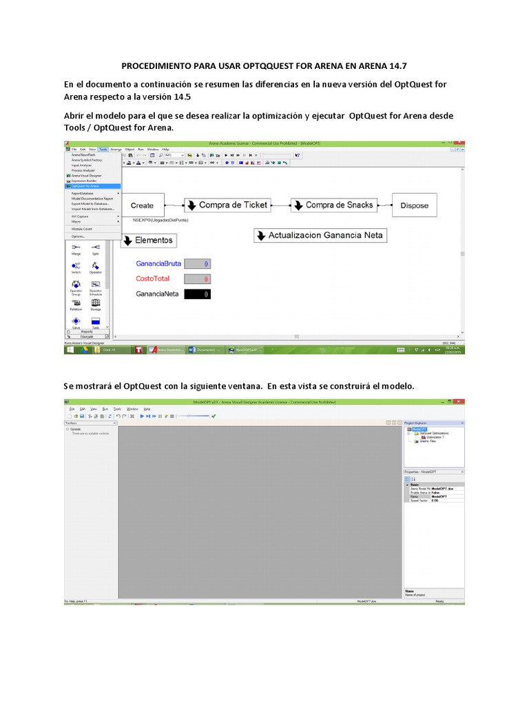 Procedimiento para Usar Optqquest For Arena en Arena 147 | PDF