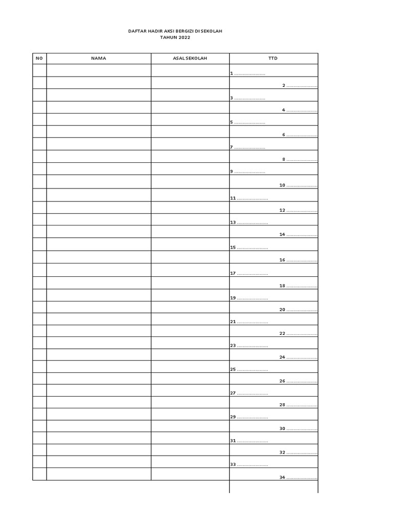 Daftar Hadir Aksi Bergizi | PDF | Game & Aktivitas | Teknologi & Rekayasa