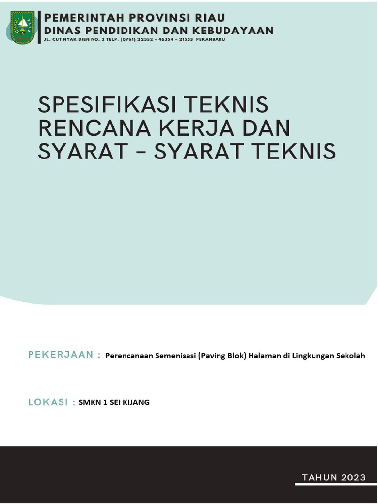 Spek Teknis Paving SMKN 1 Sei Kijang | PDF