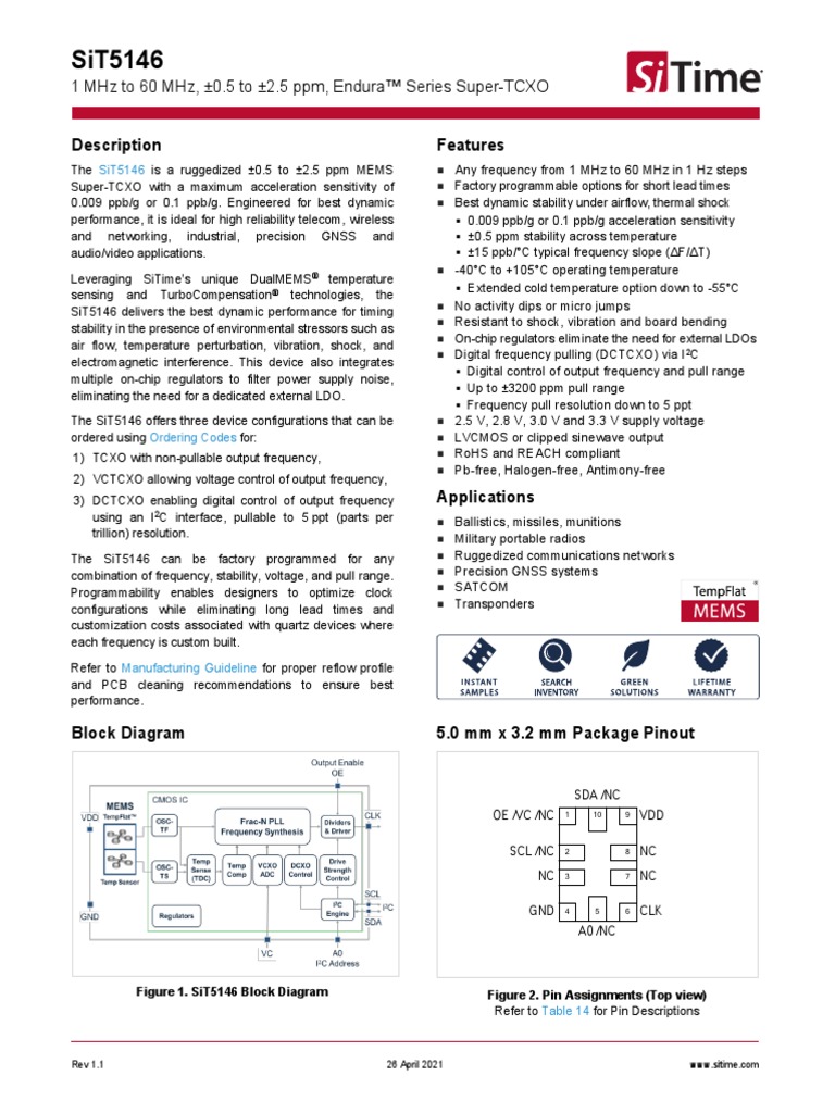 SiT5146 Datasheet | PDF | Physical Quantities | Electronic Engineering