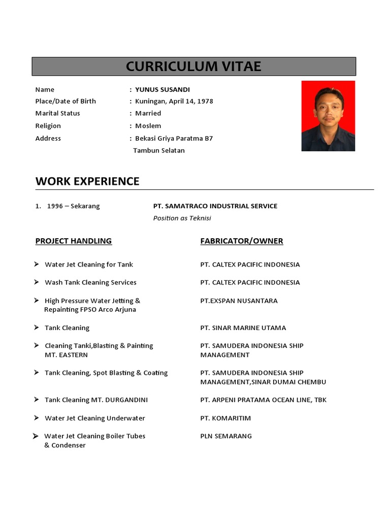 CV - Yunus Susandi | PDF | Heat Exchanger | Thermodynamics
