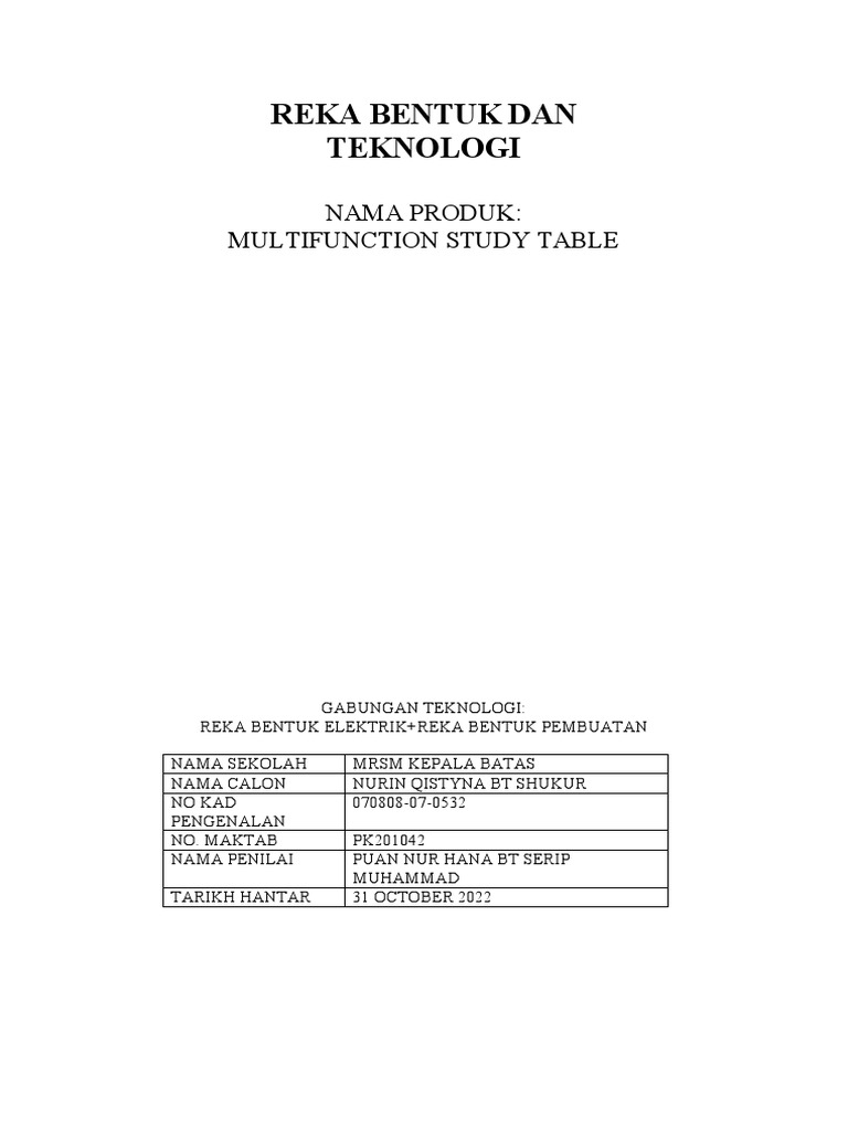 Folio RBT Tingkatan 3 Produk Mekatronik | PDF