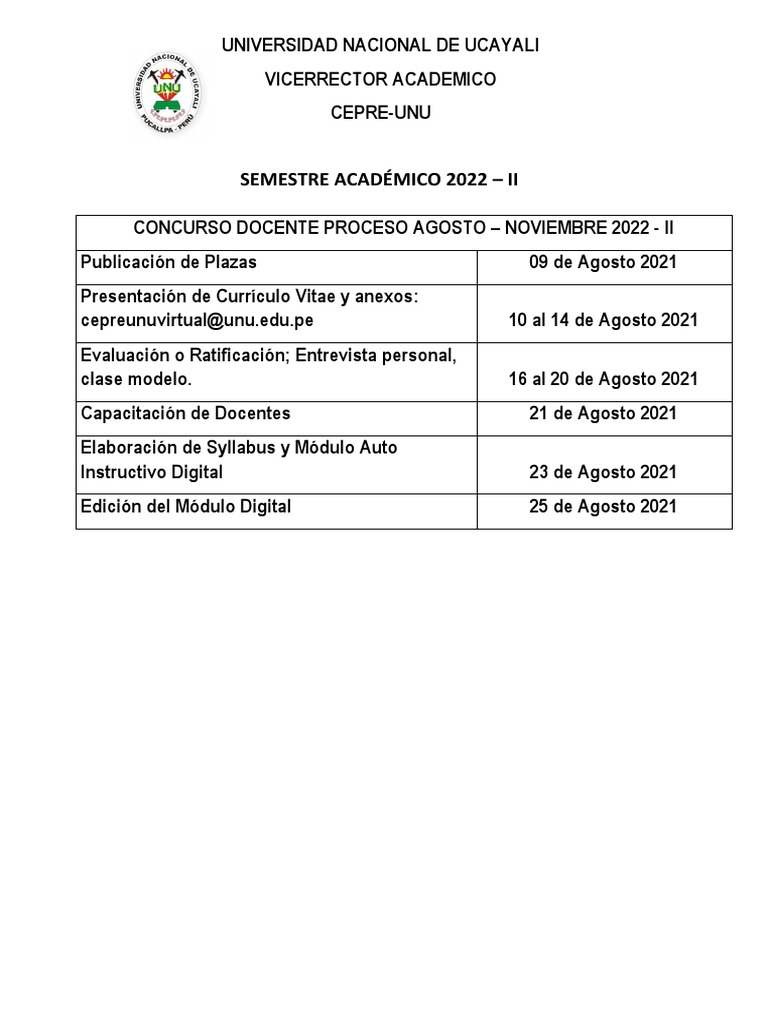1-Proceso 2021 - Ii Agosto - Setiembre Formato de Concurso | PDF