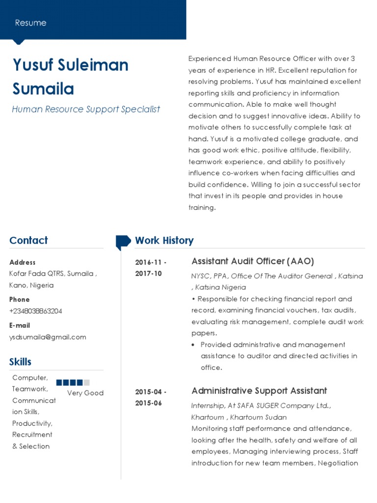 Yusuf - Suleiman Sumaila - Resume | PDF | Nigeria | Audit