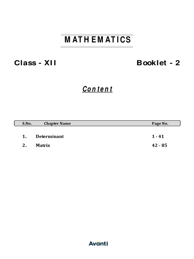 Matrices and Determinants | PDF | Determinant | Mathematics