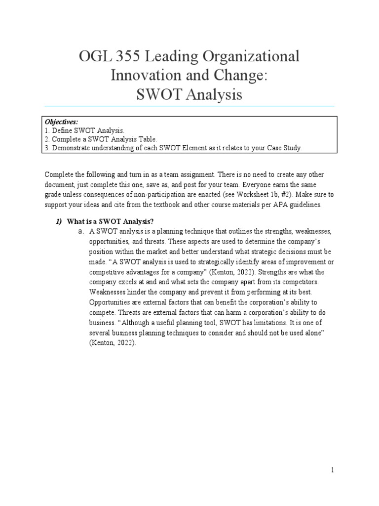 3 Swot Analysis Worksheet Colton Stanley Jameson Still Matt M Kristen ...
