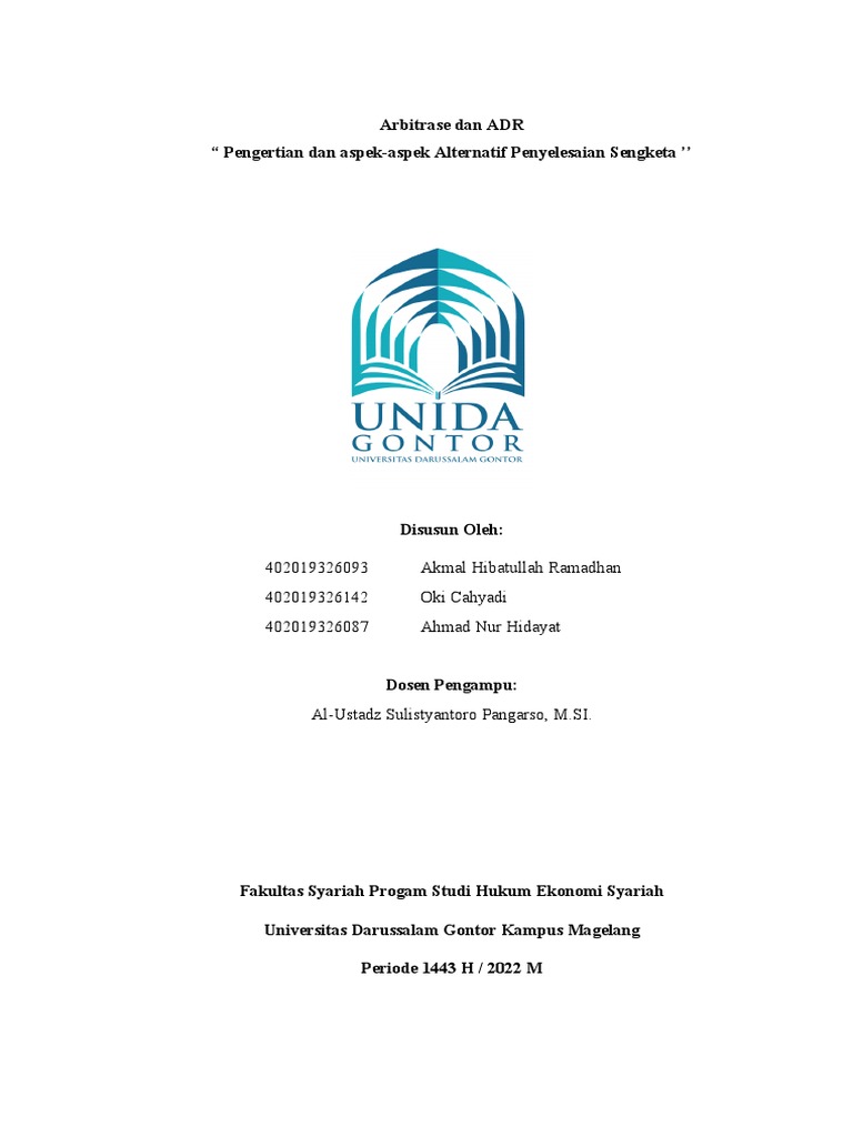 Aspek Arbitrase dan ADR di Indonesia | PDF | Hukum