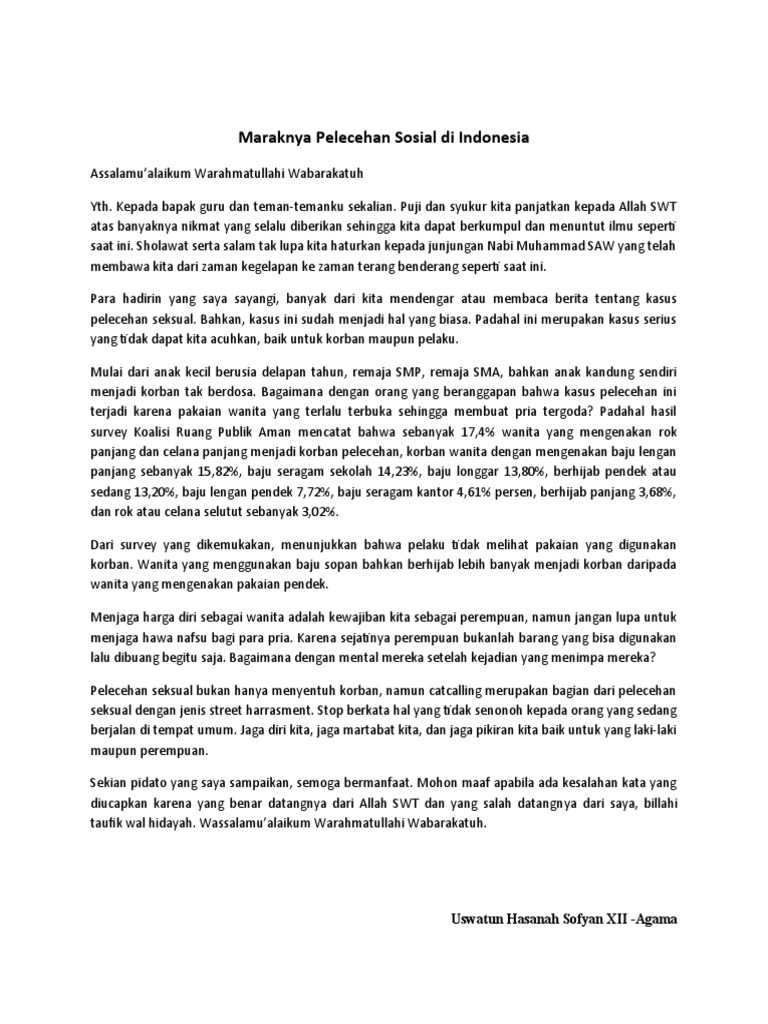 Pidato Uswatun Hasanah Sofyan | PDF