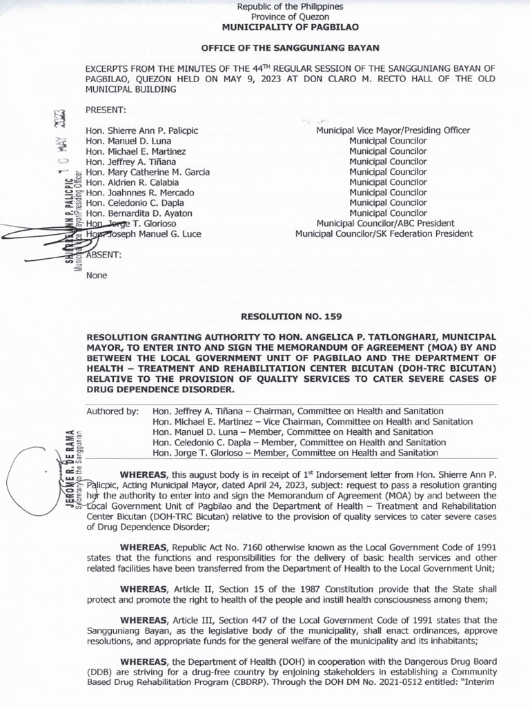 Bicutan DATRC SB Resolution | PDF