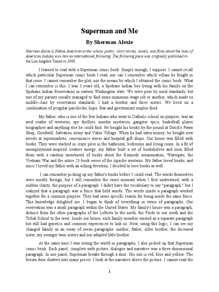 Sherman Alexie, Superman and Me | PDF | Books