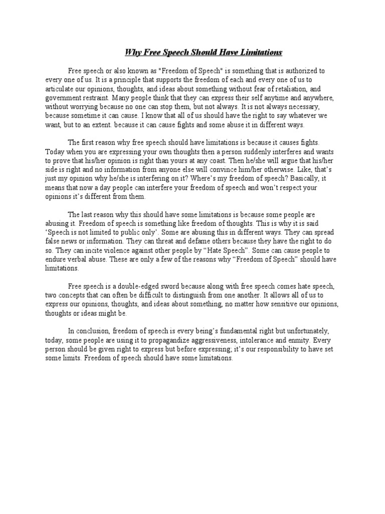 Why Free Speech Should Have Limitations | PDF | Freedom Of Speech | Thought