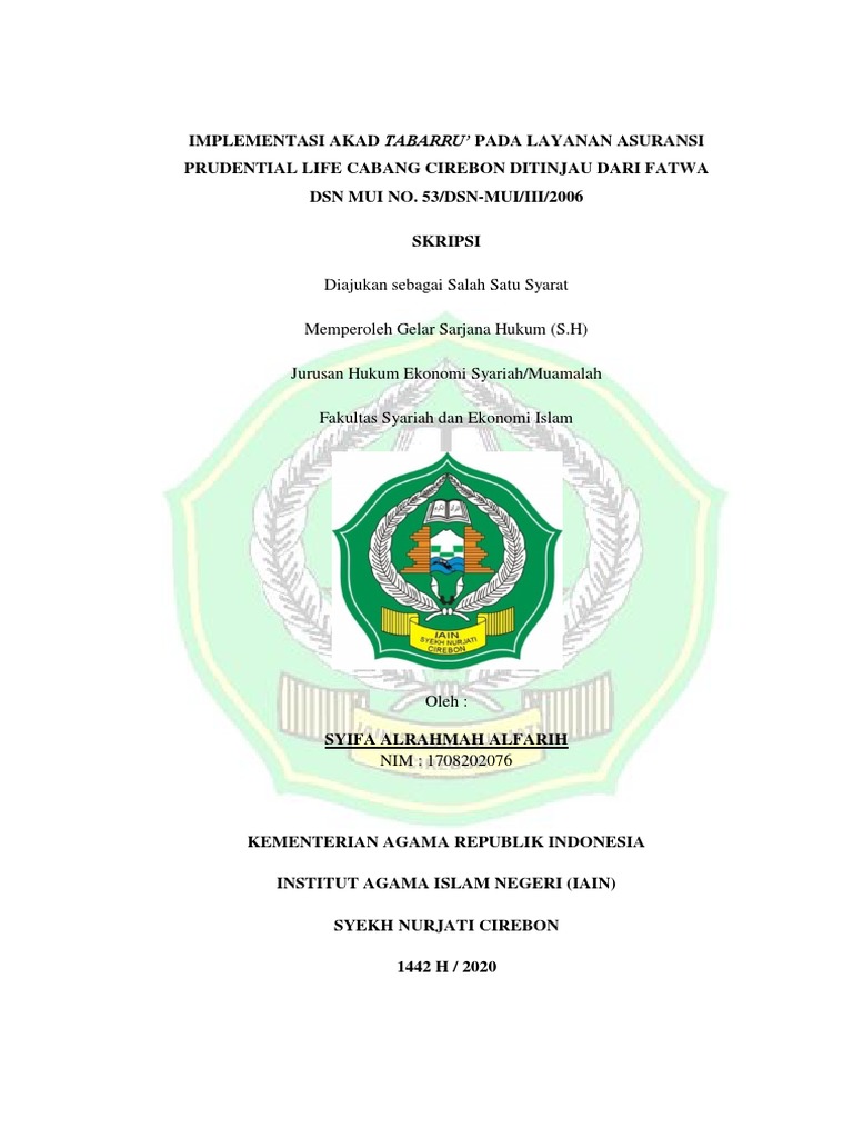 3. IMPLEMENTASI AKAD TABARRU’ PADA LAYANAN ASURANSI prudential | PDF