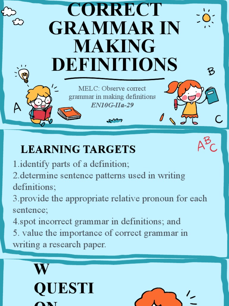 Observing Correct Grammar in Making Definitions | PDF | Subject ...