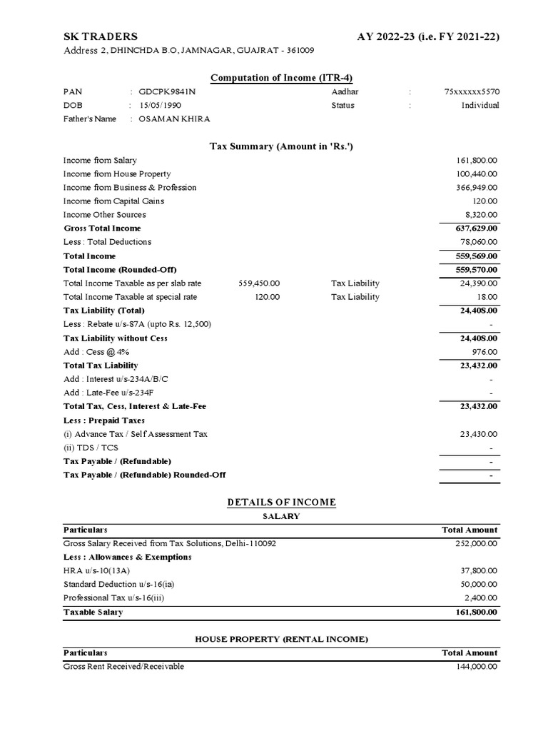 PL and Balance Sheet Detailed Format | PDF | Capital Gains Tax | Gross ...