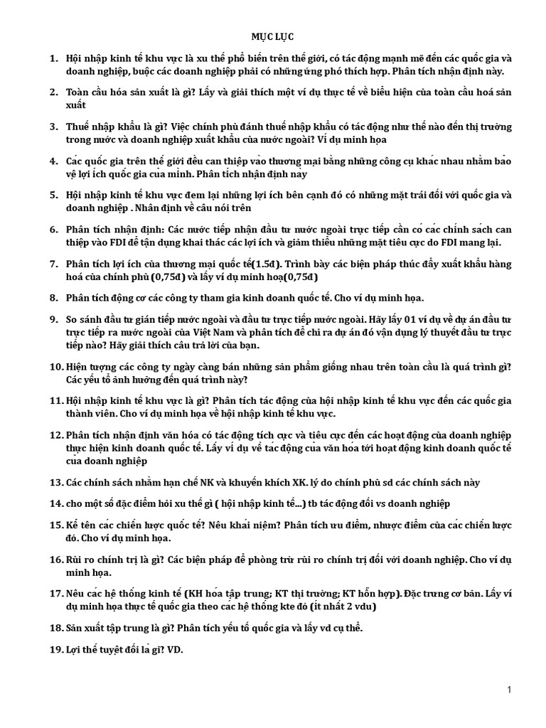 Tự Luận KDQT | PDF