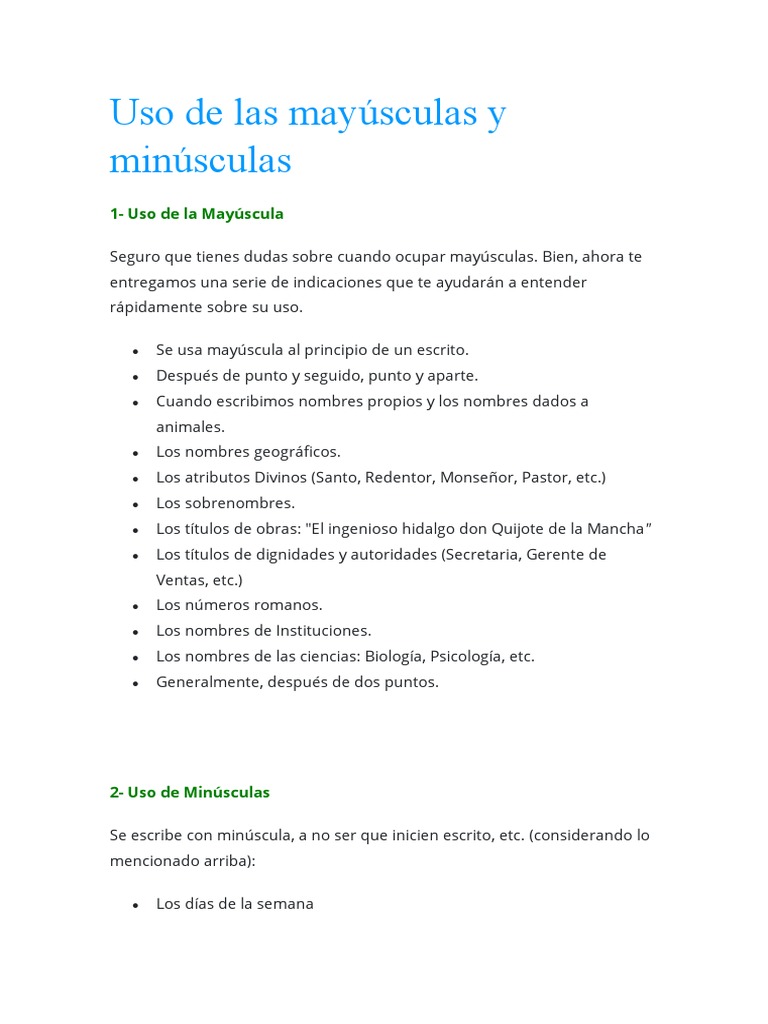 Uso de Las Mayúsculas y Minúsculas | PDF