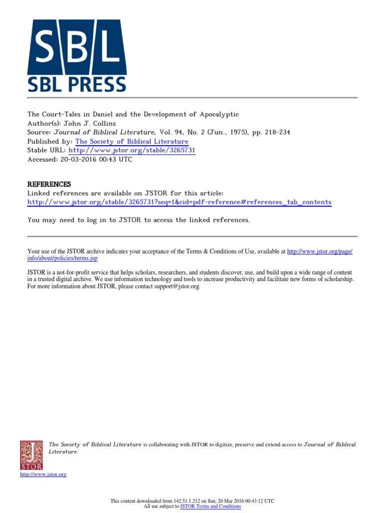 John J. Collins (1975) - The Court-Tales in Daniel and The Development ...