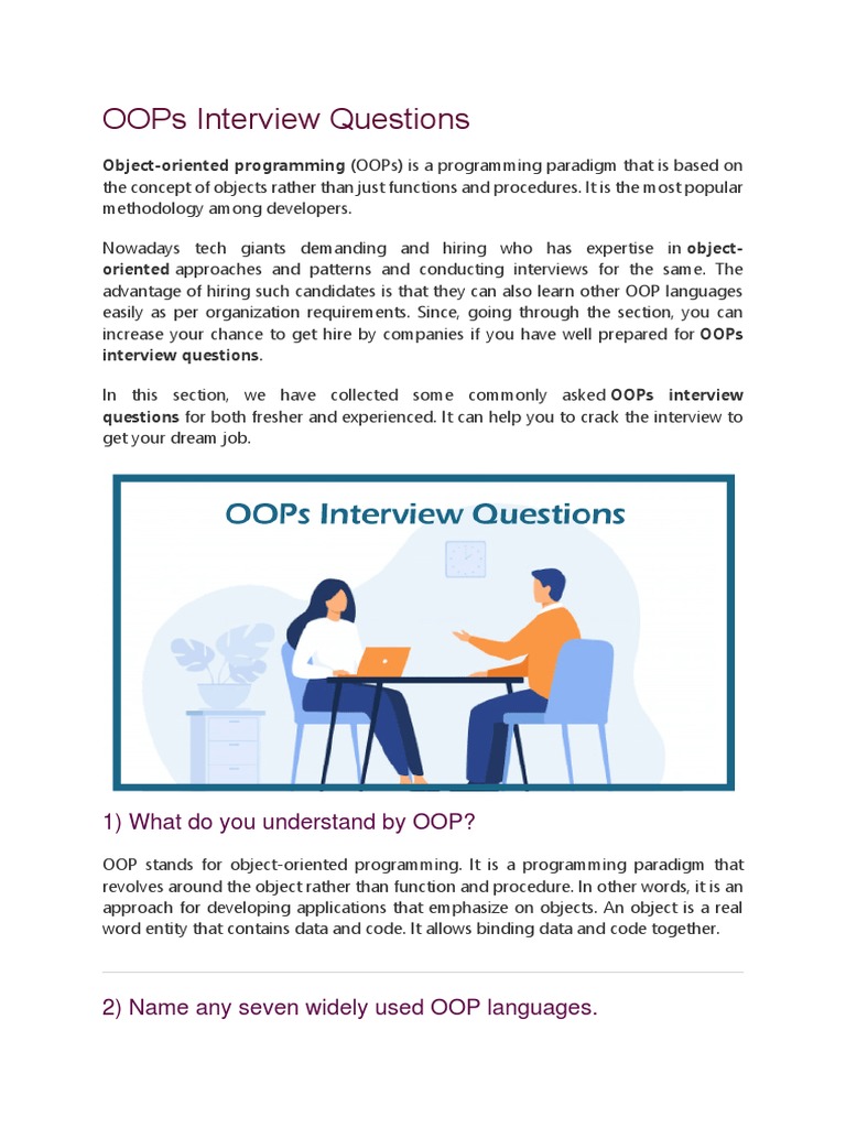Oops Interview Questions Pdf Method Computer Programming Inheritance Object Oriented 1114