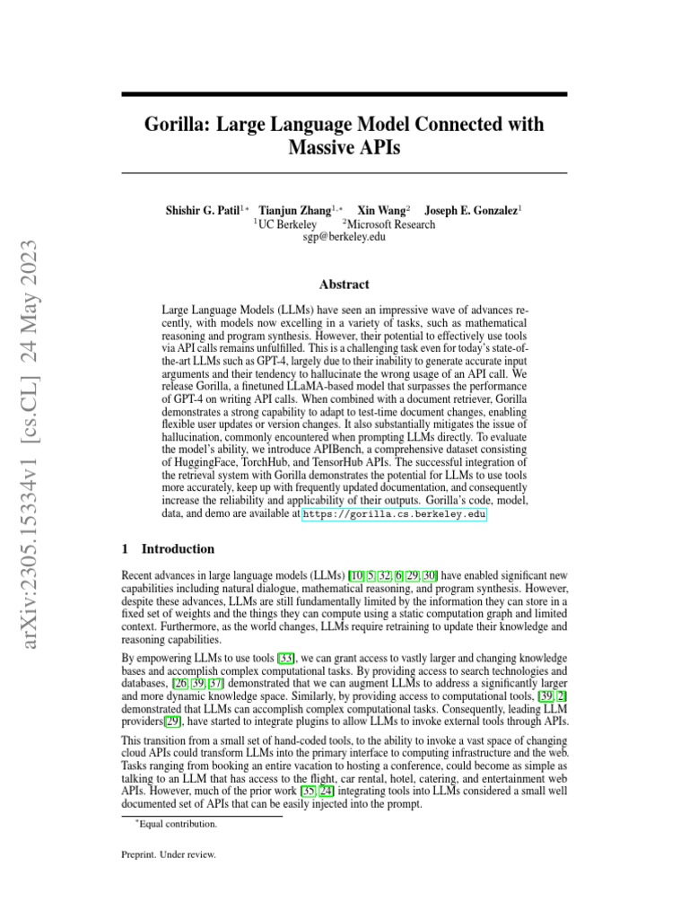 Gorilla - Large Language Model Connected With Massive APIs | PDF | Accuracy And Precision ...