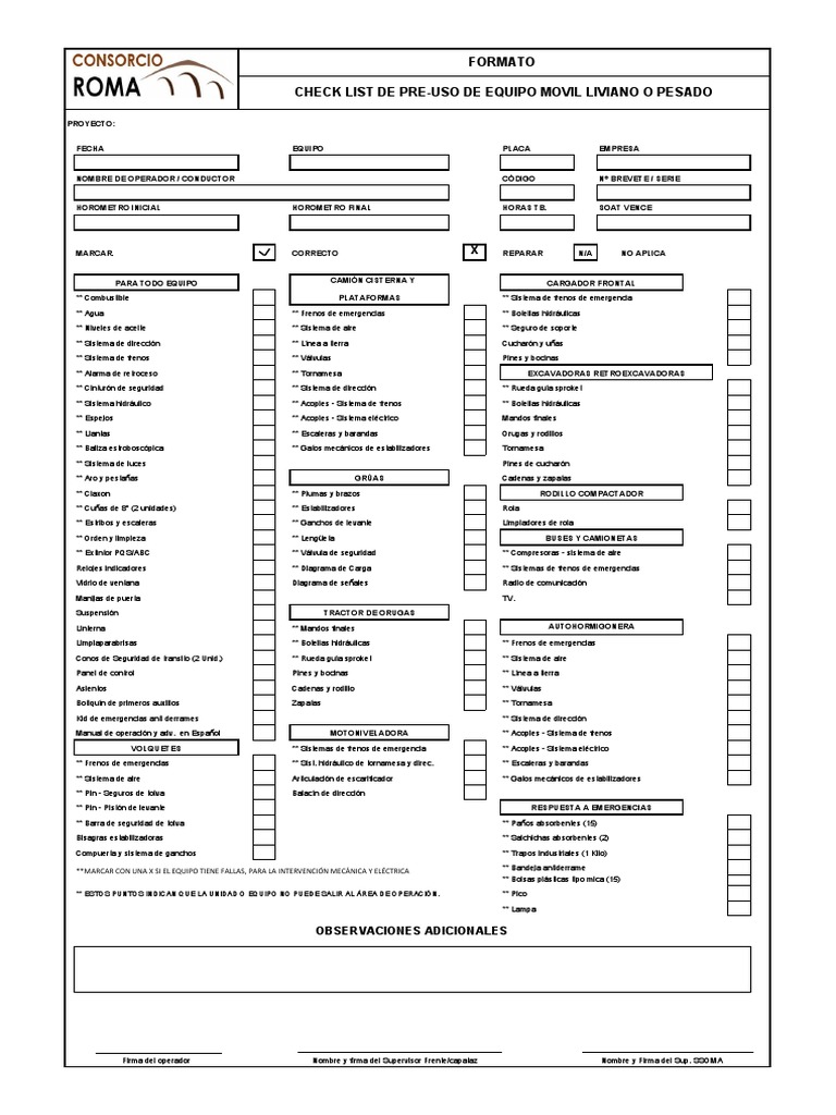 Checklist | PDF | Vehículos de ruedas | Industria automotriz