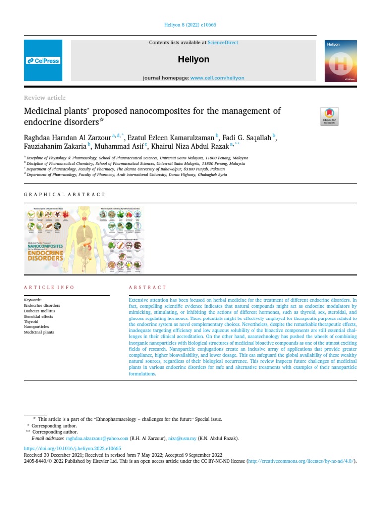 Medicinal Plants Proposed Nanocomposites For The Management of e 2022 ...