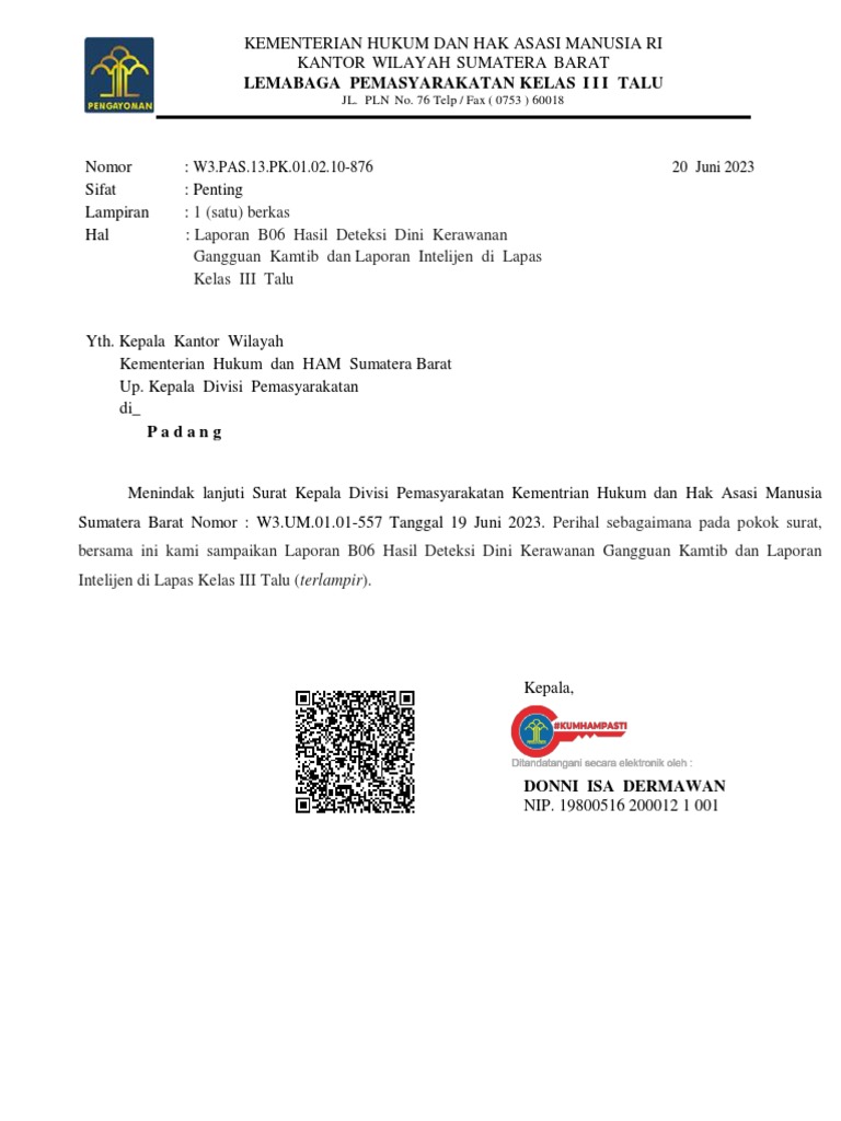 LAPORAN B06 HASIL DETEKSI DINI KERAWANAN GANGGUAN KAMTIB DAN LAPORAN ...