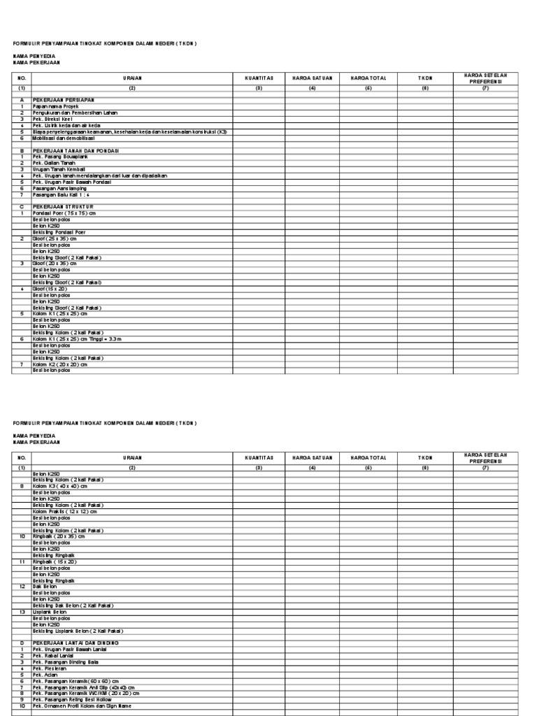 Form Isian TKDN | PDF