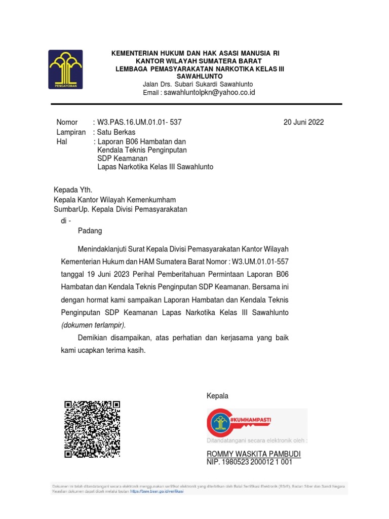 Laporan B06 LPKN SAWAHLUNTO | PDF